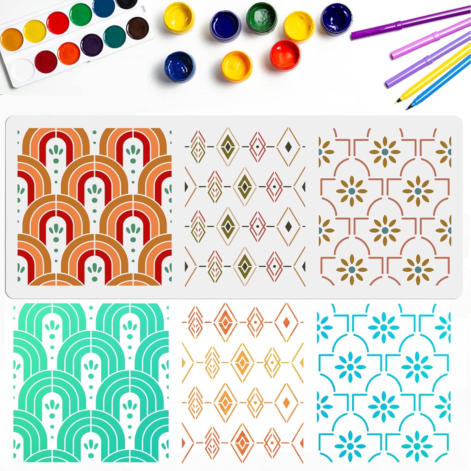 Large Geometric Stencils Geometric Wall Stencils Boho Stencils 39.4×15 ...