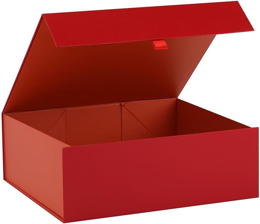 Large Gift Box 13.5x11.8x4.7 Inches, Red Gift Boxes for Presents with ...