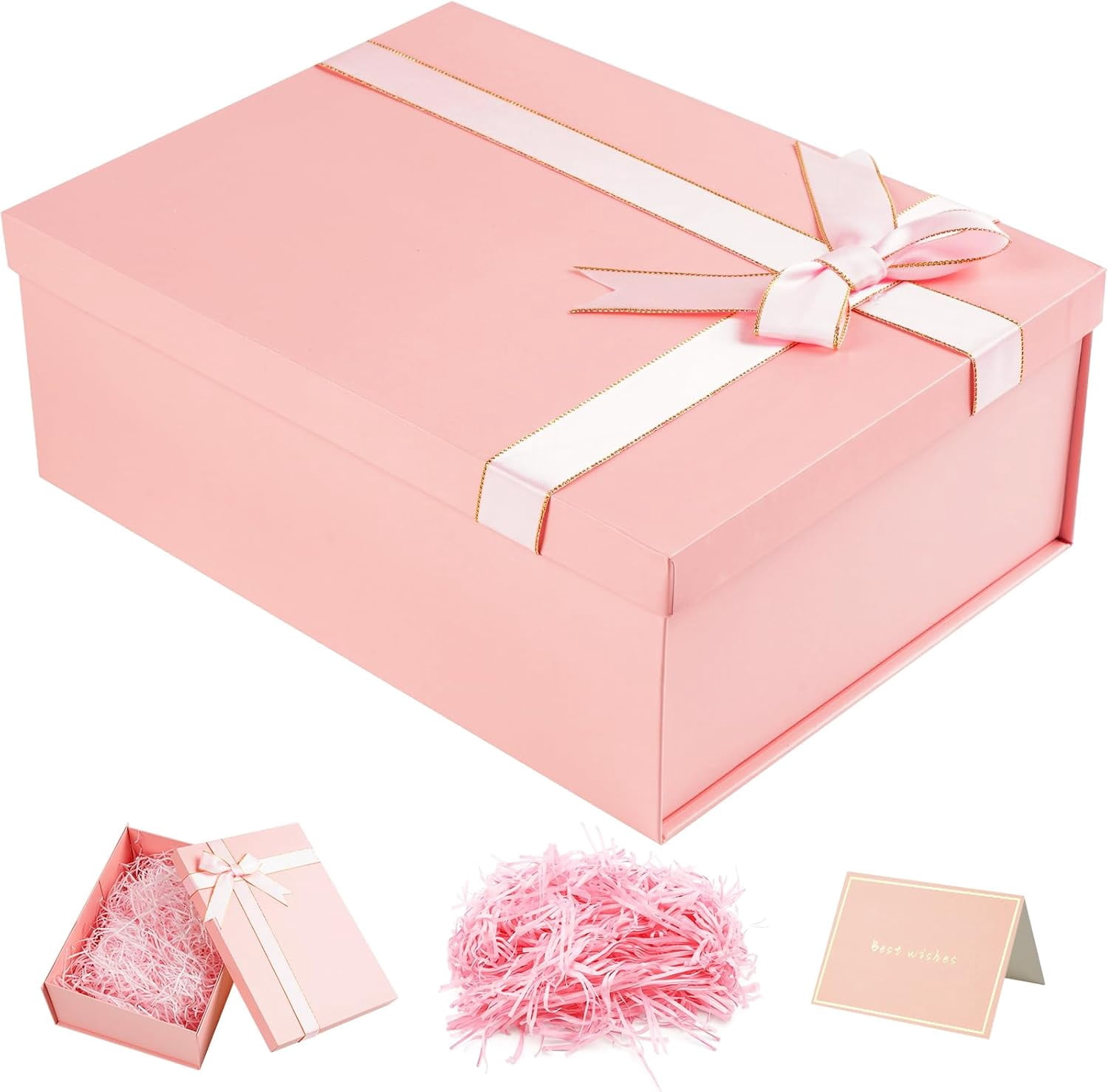 Large Gift Box with Lid, 11.4 x 8.6 x 1.1 inch Black Gift Boxes for ...