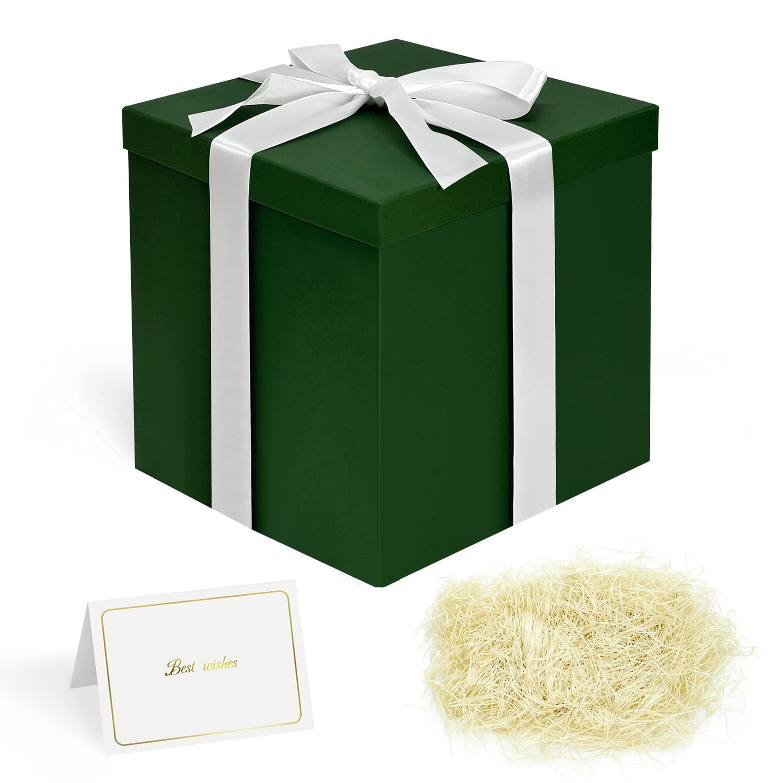 Large Gift Box with Lid and Ribbon, 10x10x10 Inches, Square Birthday ...