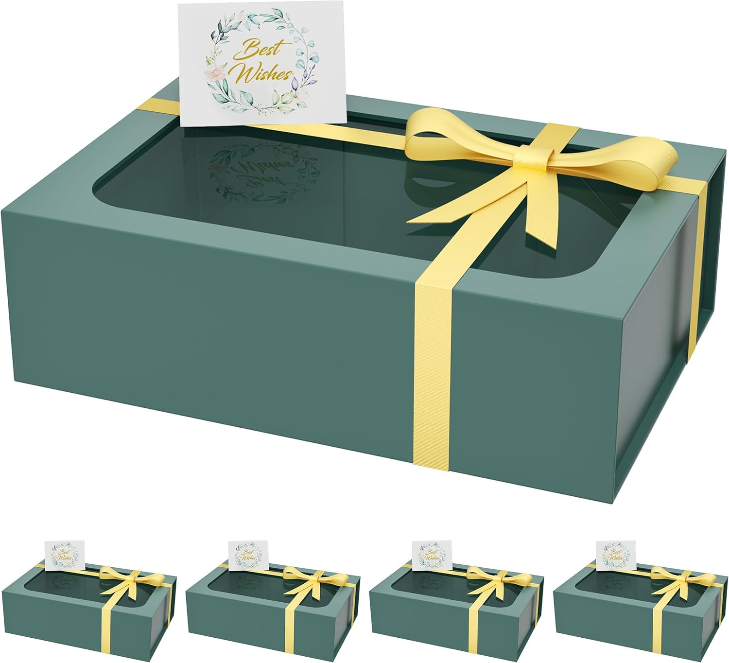 Large Gift Box with Window, 13.5x9x4.3 In Green Gift Box for Presents ...