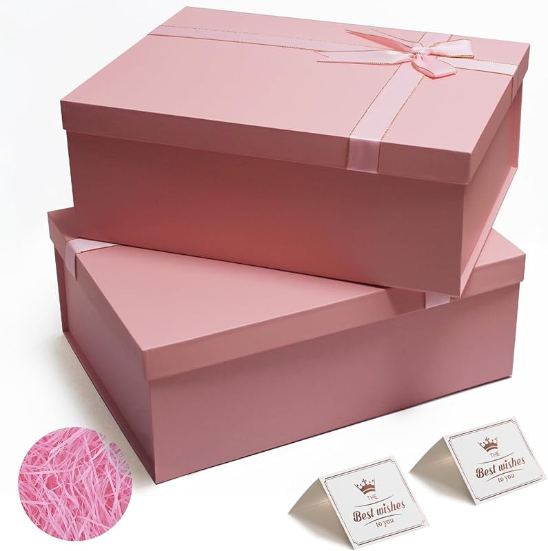 Large Gift Boxes, 13"x10"x5" Black Gift Boxes with Lids, 2 Pack ...