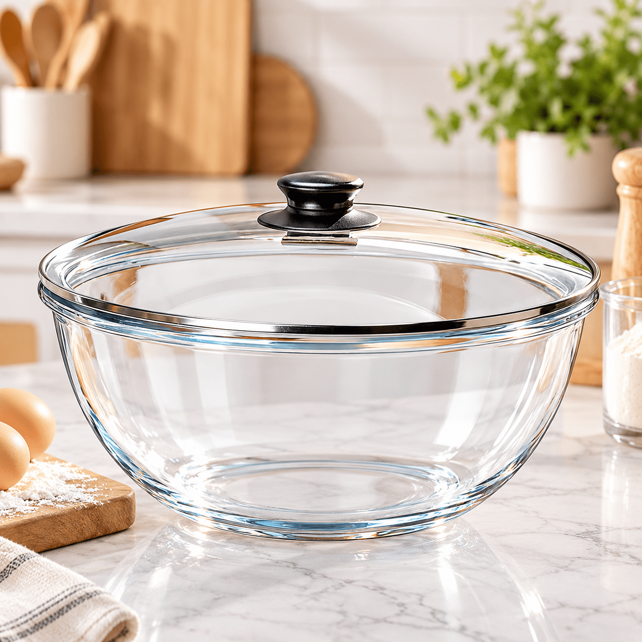 Large Glass Bowl for Sourdough Bread Making 6 QT Glass Mixing Bowl with ...