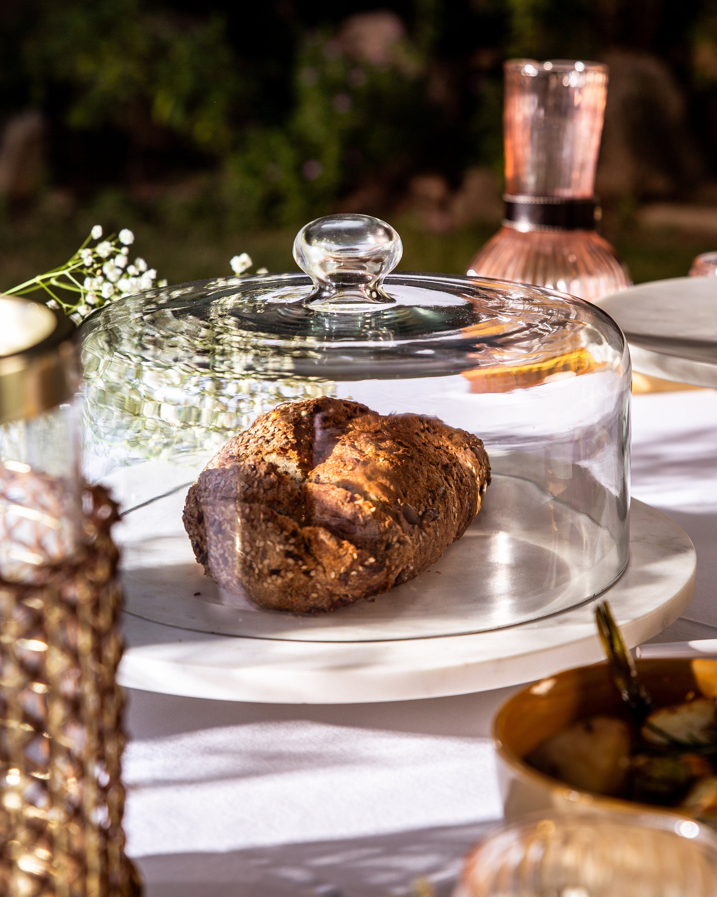 Large Glass Cloche Dome Display Cover for Cake Cup Cake Desserts Bakes ...