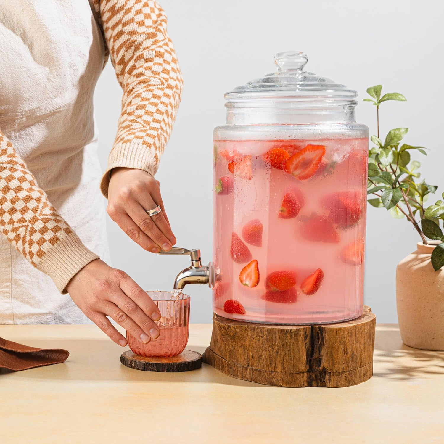 Large Glass Drink Dispenser with Spout – 1.5 Gallon Tall Mason Jar ...