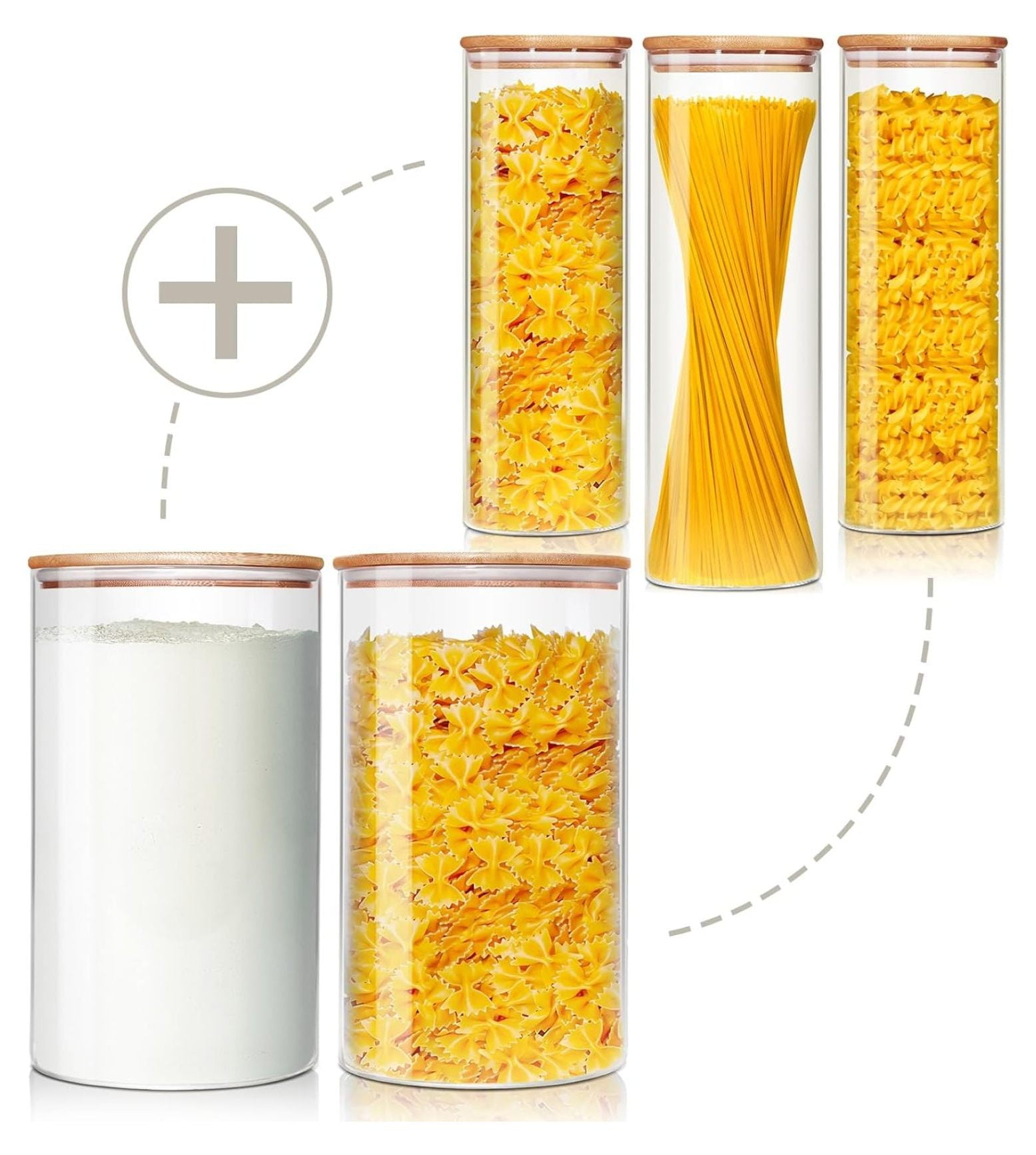 Large Glass Flour and Sugar Containers 180oz x2 & 79oz x3 [Set of 5 ...