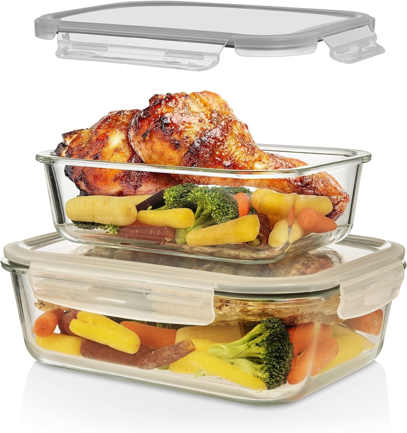 Razab Large Glass Food Storage Containers 4 Piece Set 2700ML 91 OZ and ...