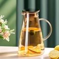 Large Glass Pitcher with Lid 1.8L, Hot and Cold Beverage Dispenser ...