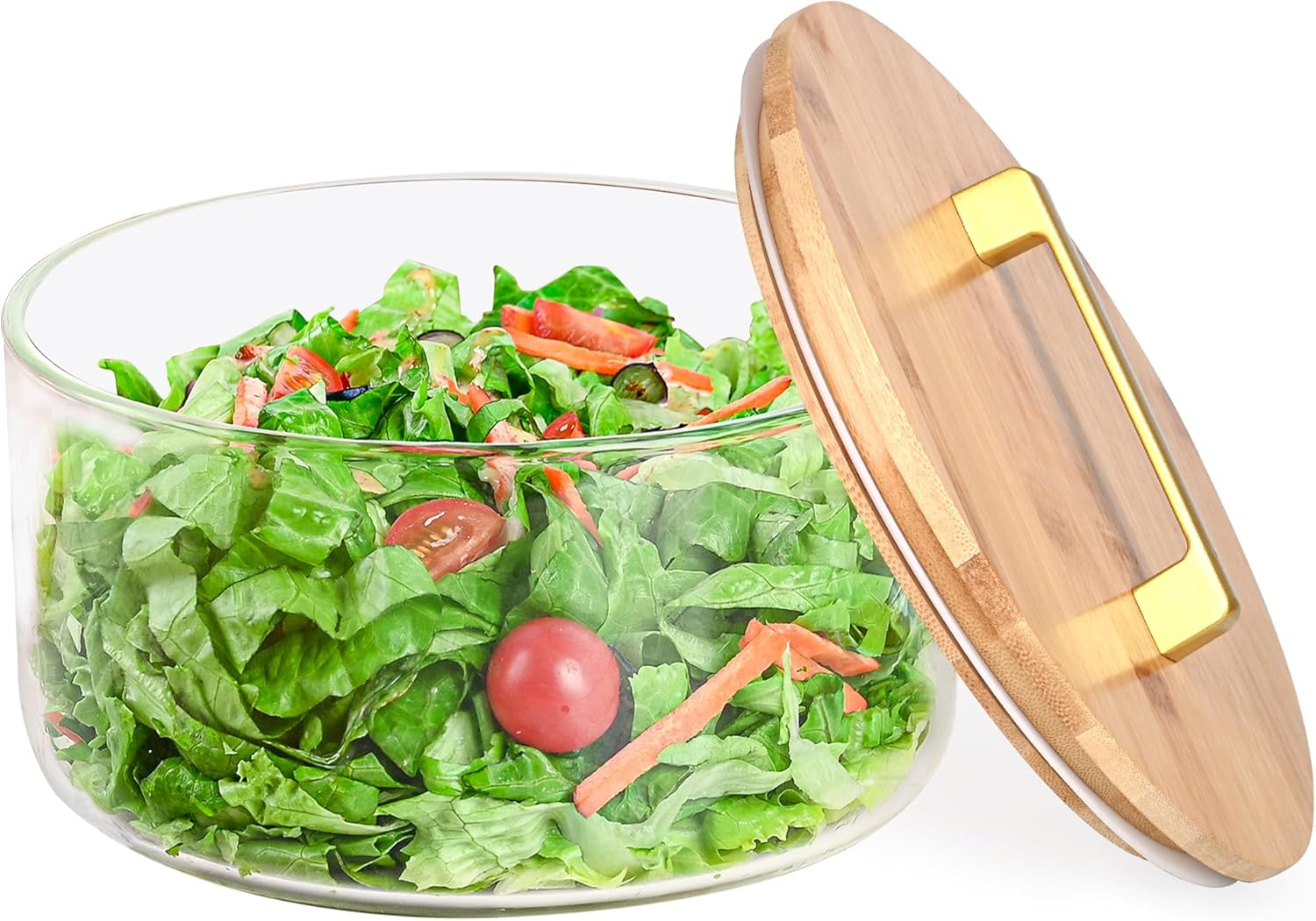Large Glass Salad Bowl with Lid 195oz, Large Mixing Bowl with Lid for ...