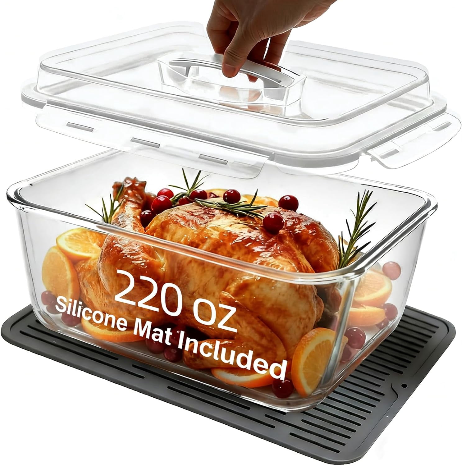 Large Glass Storage Containers with Lids 220oz/6500ml - Borosilicate ...