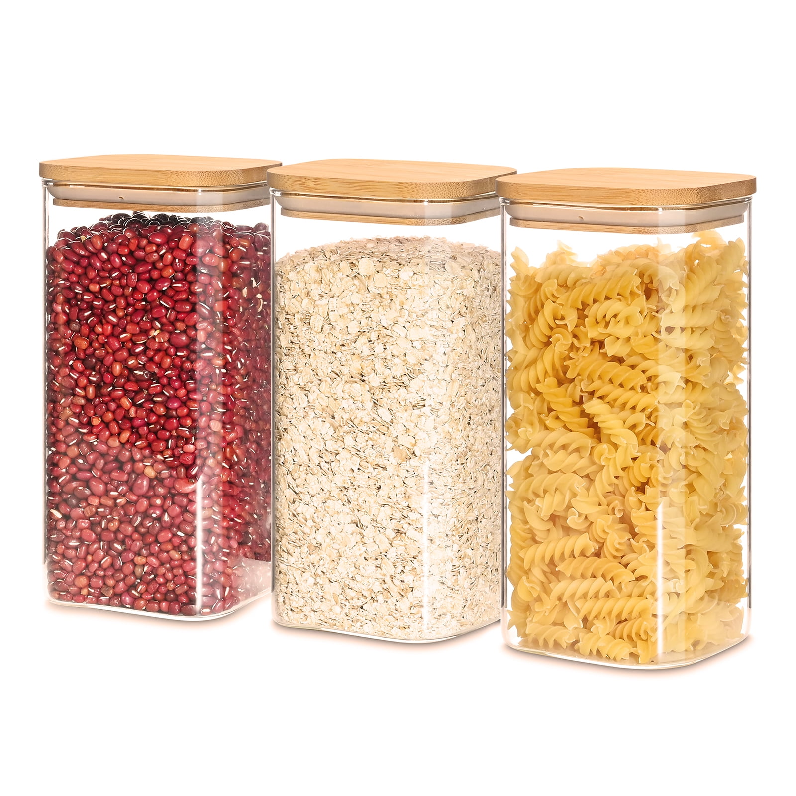 Large Glass Storage Jar, 3 Pack 50 FL OZ Glass Food Storage Containers ...
