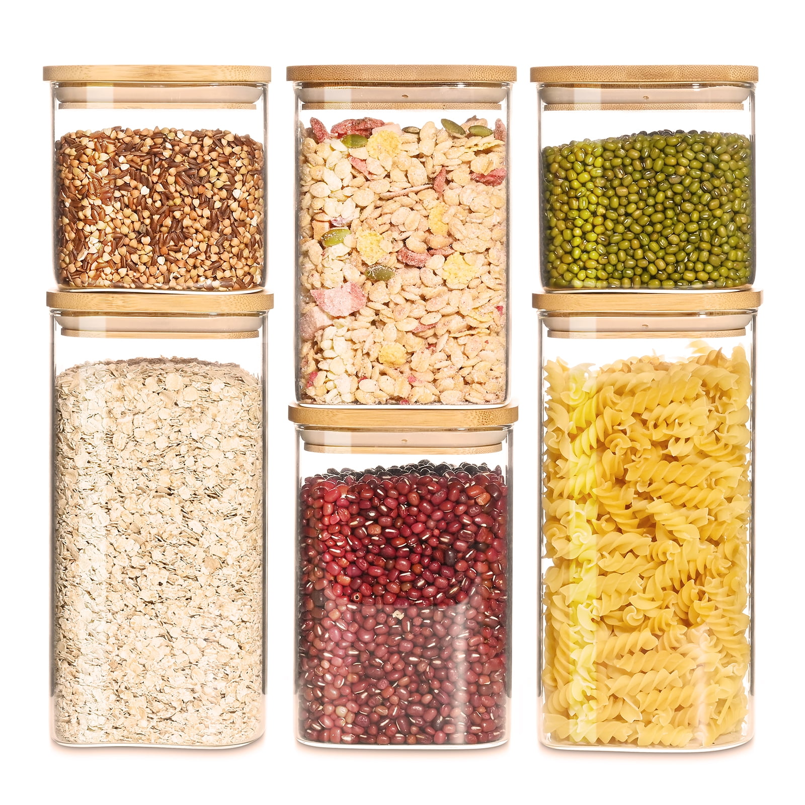 Large Glass Storage Jar, 6 Pack 27/40/50 FL OZ Glass Food Storage ...