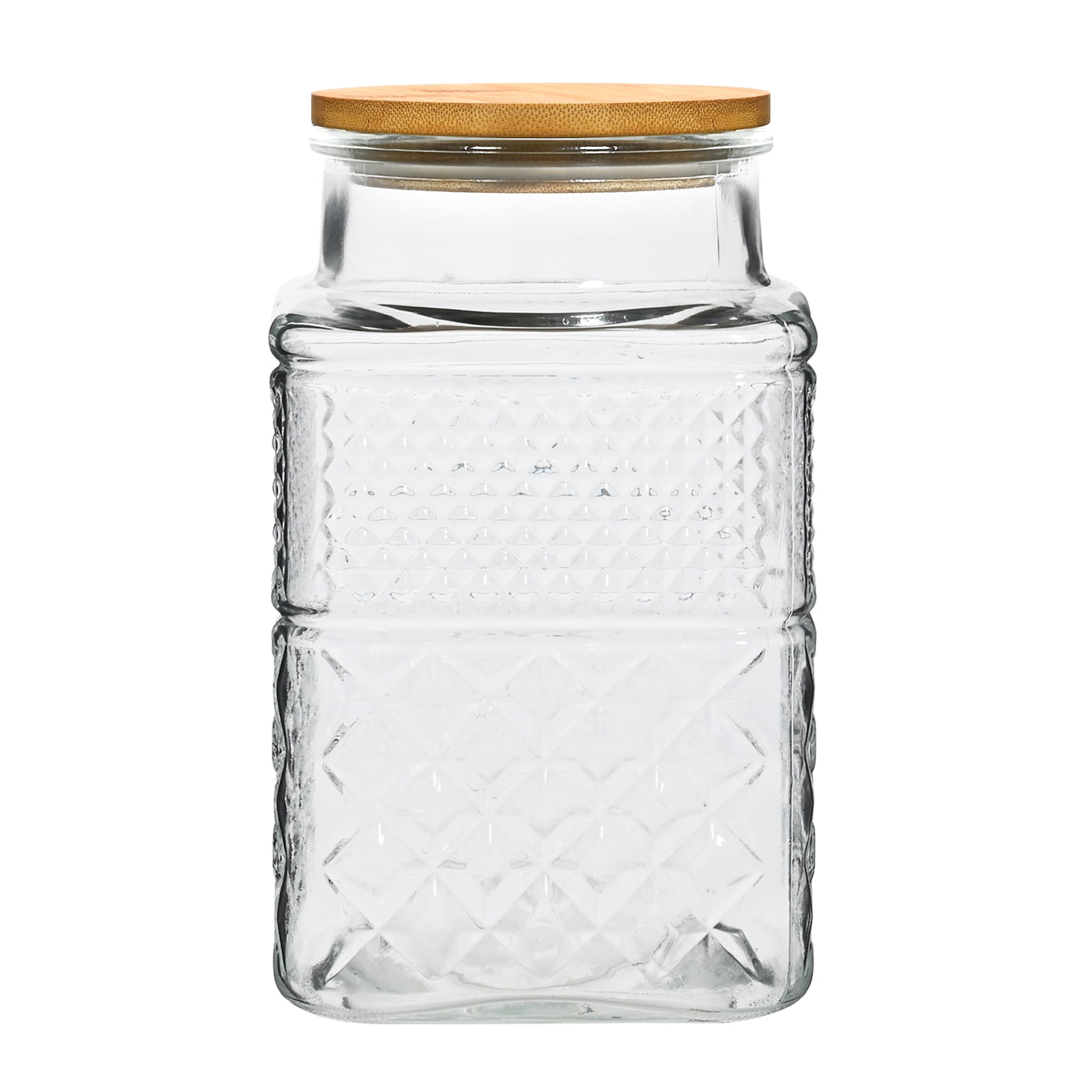 Large Glass Storage Jar, Square 1 Pack 60 FL OZ Glass Food Storage ...