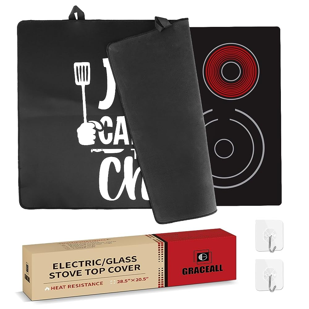 Large Glass Stove Top Protector Mat, 21x29inch Decorative Cooktop Cover ...