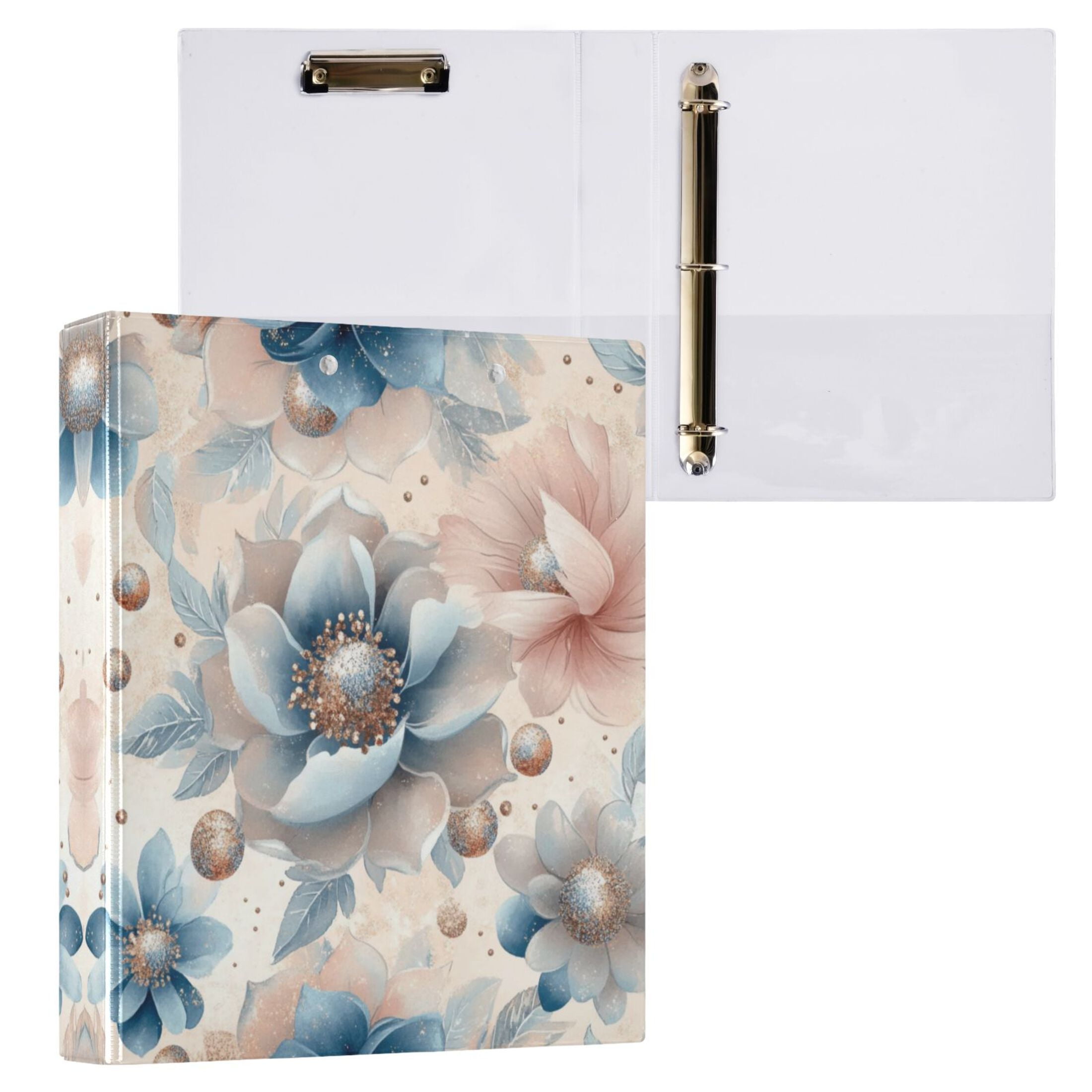 Large Glitter Flowers 3 Ring Hardcover Binders 1.5in Round Rings for ...