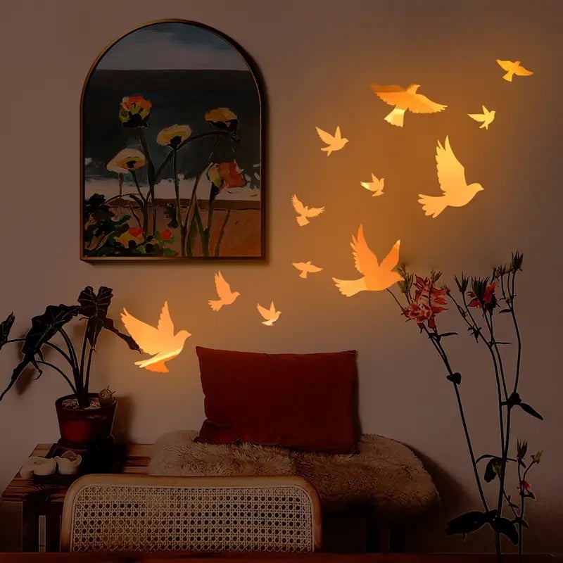 Large Glow-in-the-Dark Bird Wall Decals - Vibrant Orange PVC Stickers ...