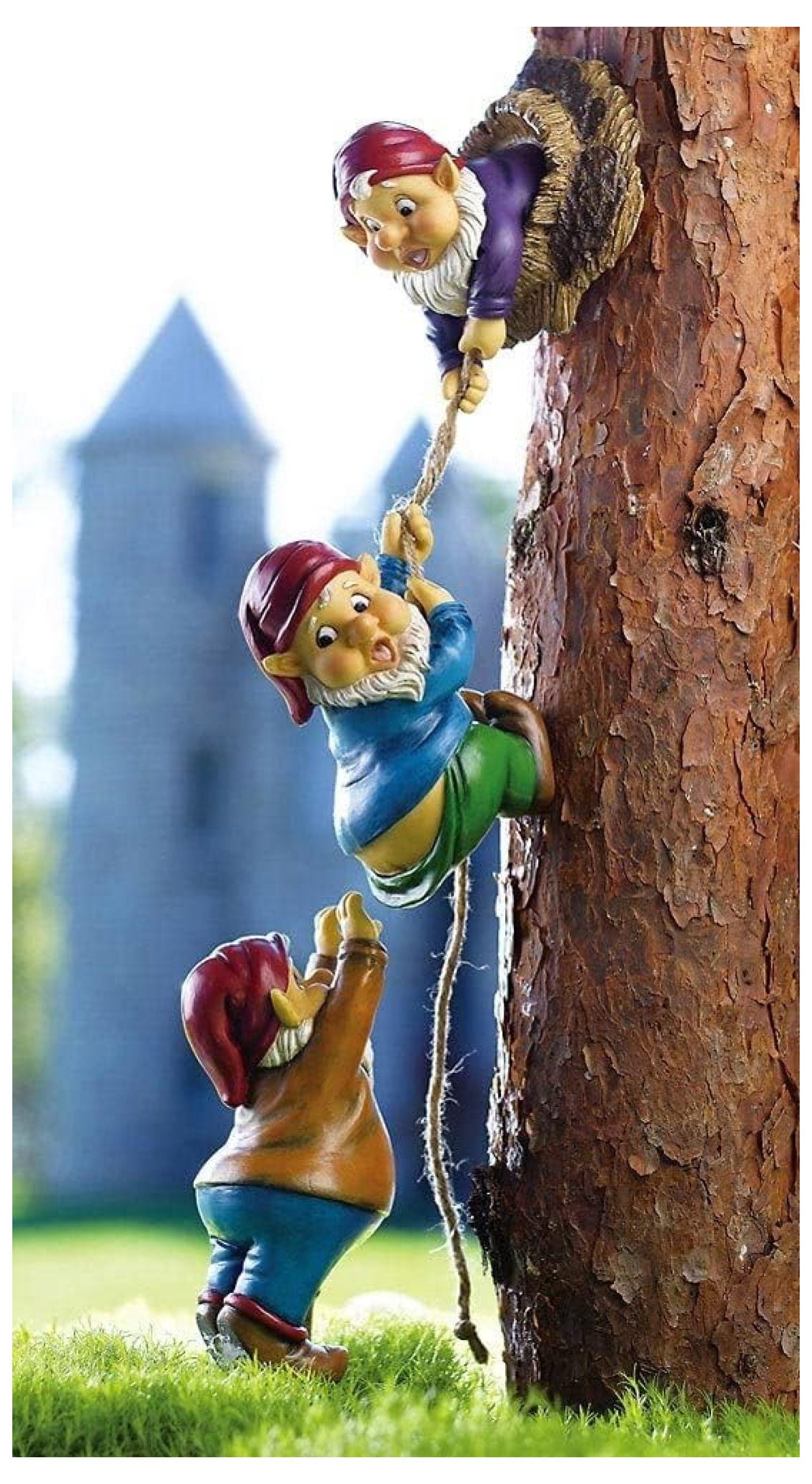 Large Gnomes Climbing Tree Hugger Decor, Gnomes Garden Tree Faces Decor ...