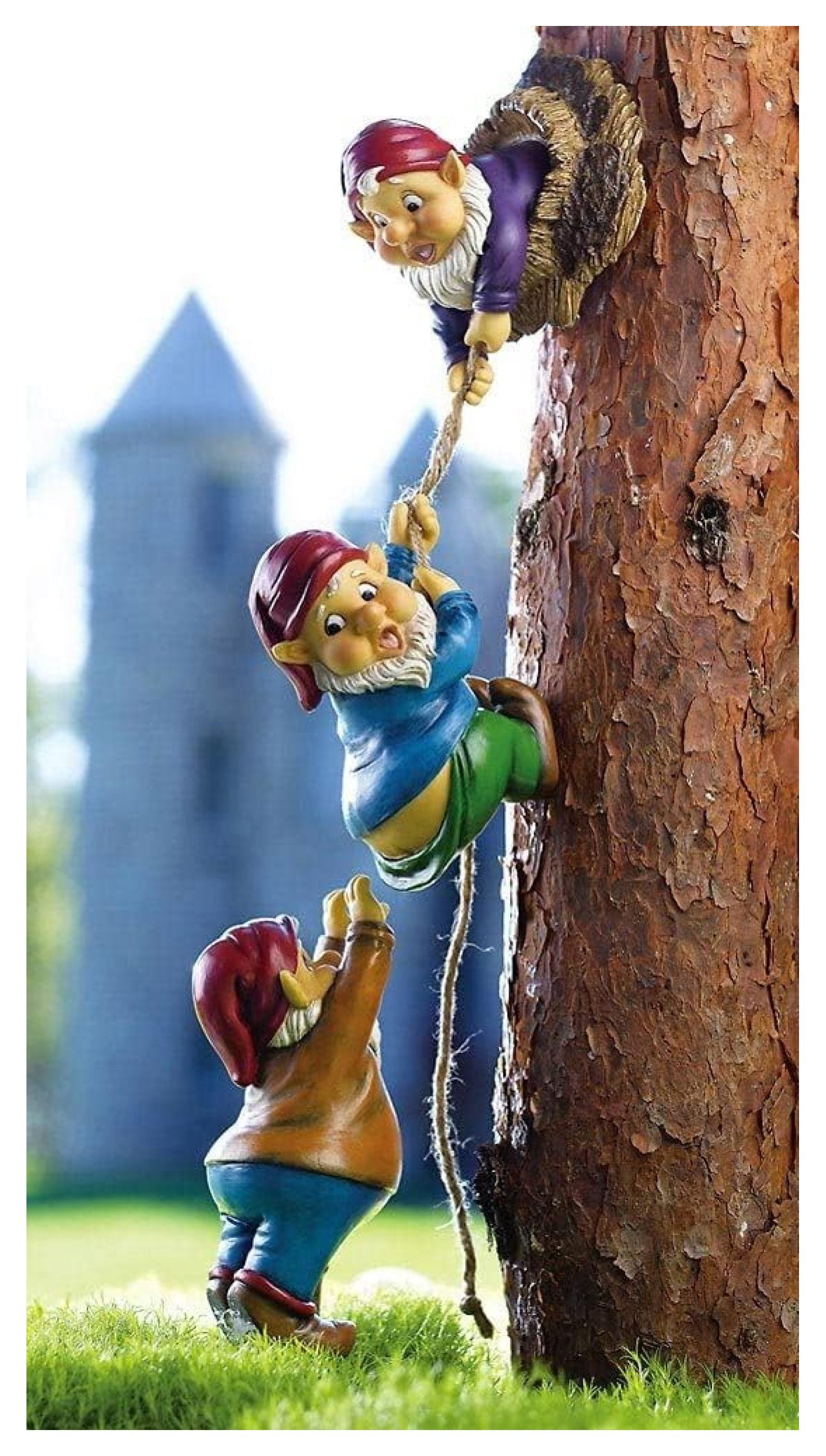 Large Gnomes Climbing Tree Hugger Decor, Gnomes Garden Tree Faces Decor ...