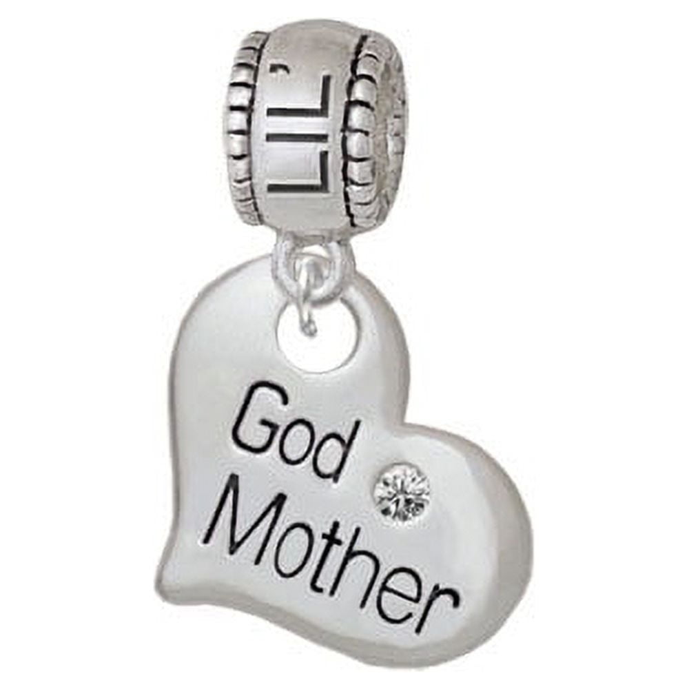 Large ''Godmother'' Heart with Clear Crystal - Lil Sister Charm Bead ...