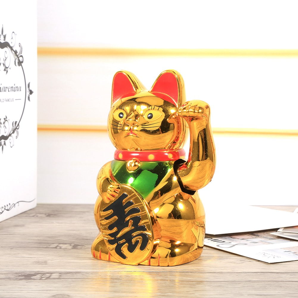 Large Gold Waving Hand Up Wealth Prosperity Welcoming Cat Luck Feng ...