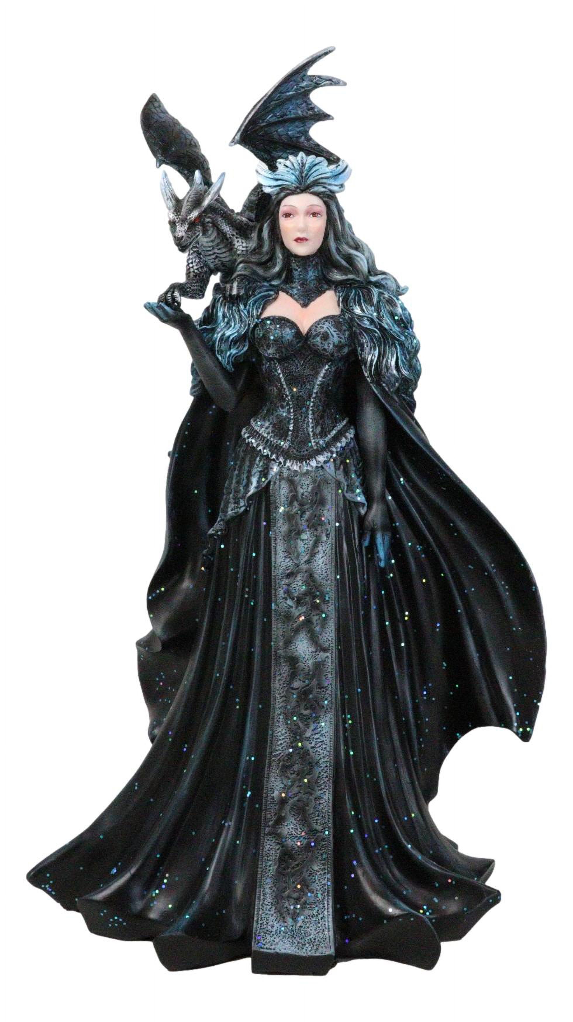 Large Gothic Necromancy Black Dragon Witch Dark Queen In Long Gown ...