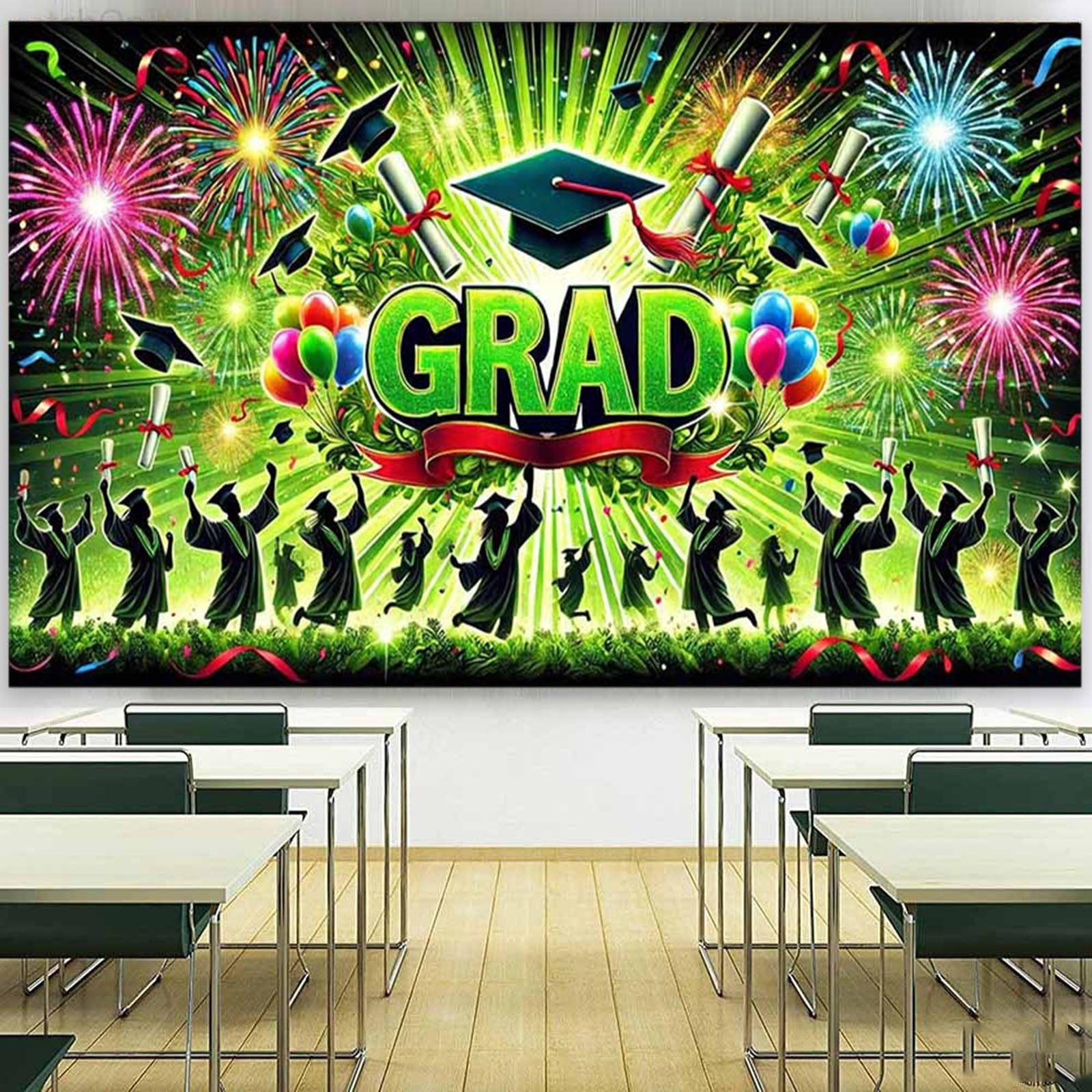 Large Graduation Backdrop - 71x43 Inch | Congrats Grad Banner for Grad ...