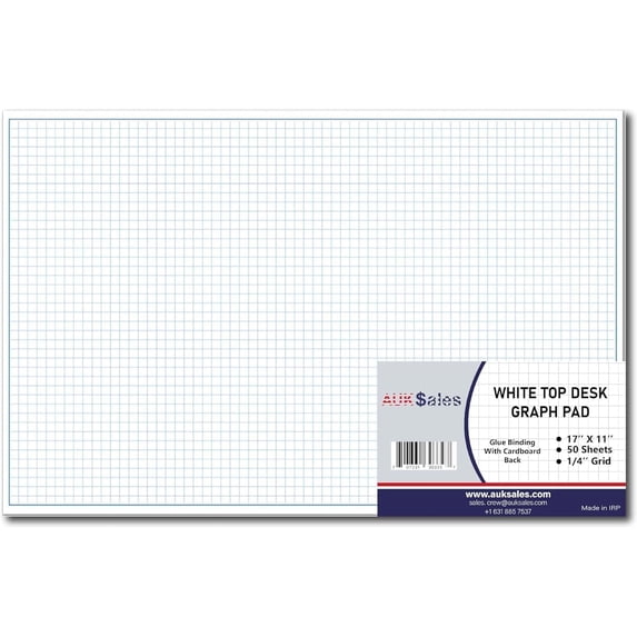 AUKSales, Large Graph Paper Pad, 11x17, 50 Sheets, 4 Square Per Inch ...