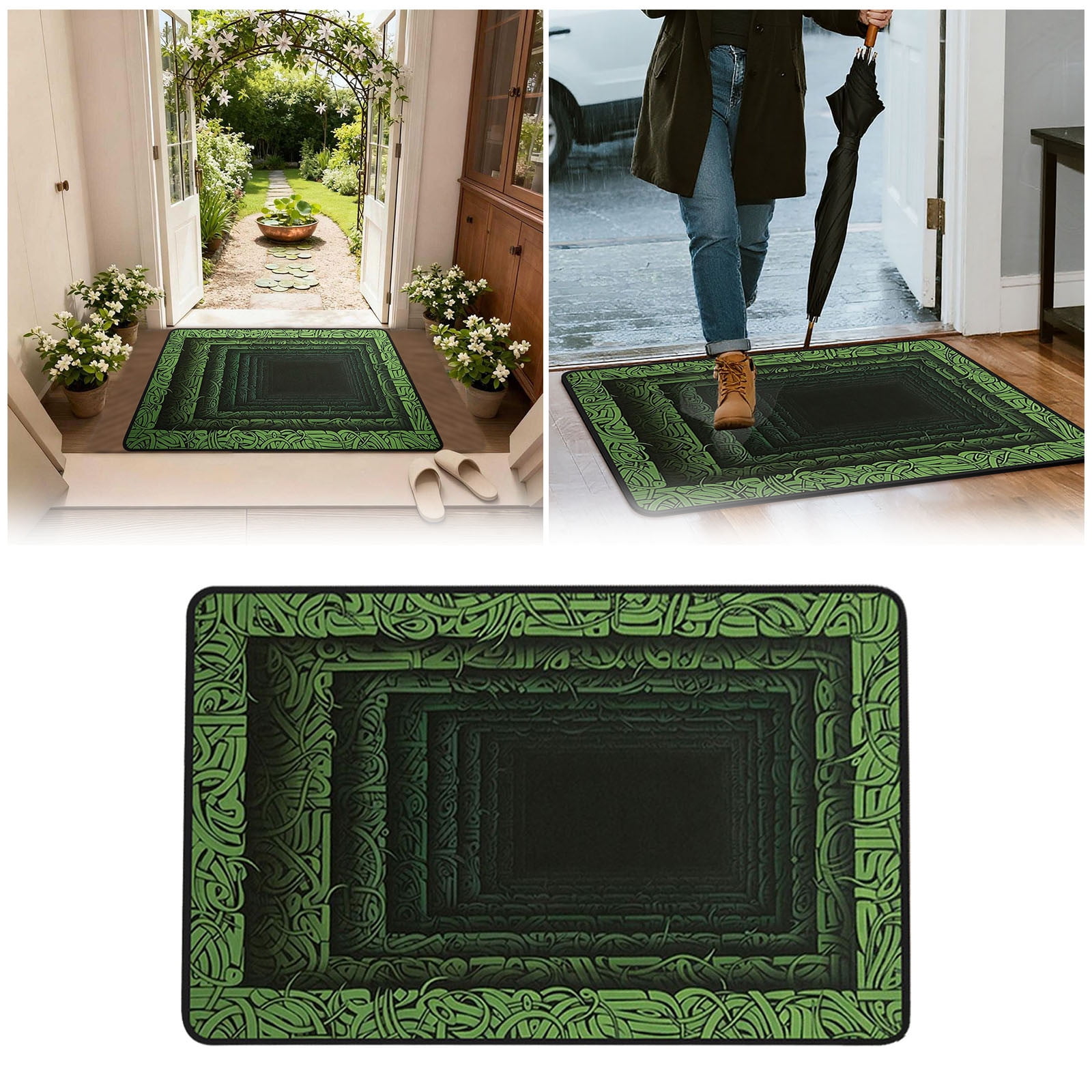 Large Green Geometric 3D Area Rug, 1 Count, 32 x 48 Inch, Optical ...