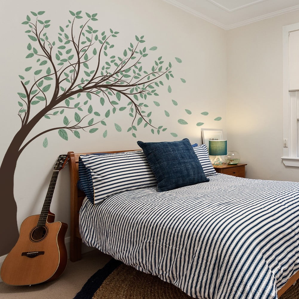 Large Green Leaf Tree Wall Sticker,Nature-Inspired Decorative Mural for ...