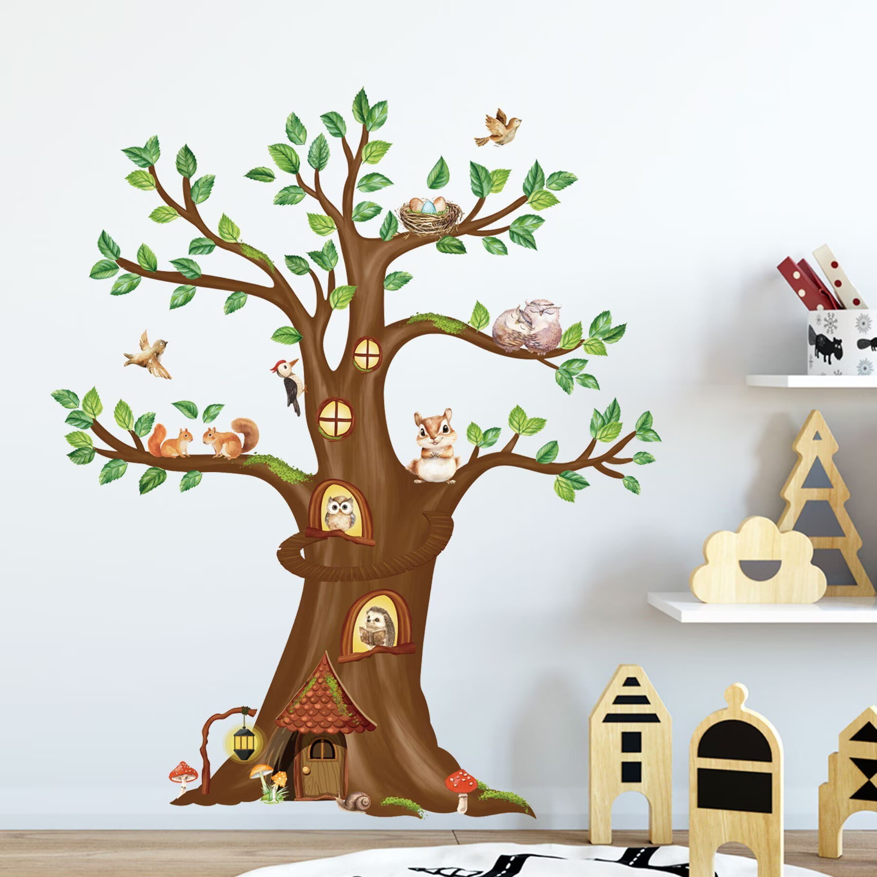 Large Green Tree Branch Wall Stickers, 3 Sheets Hanging Vine Tree Wall ...