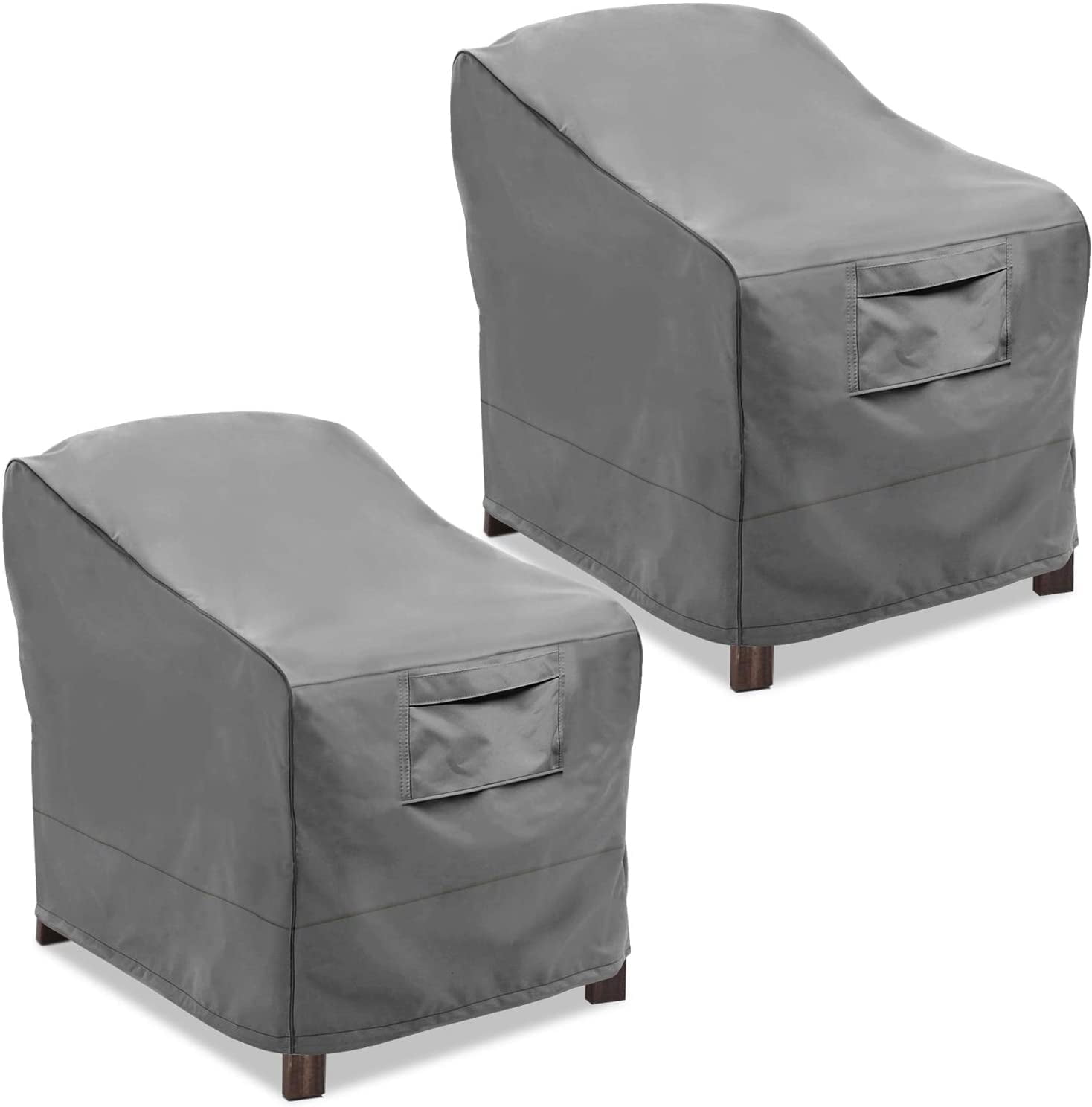 Large Grey Patio Chair Covers 2-Pack - Heavy Duty Waterproof Lounge ...