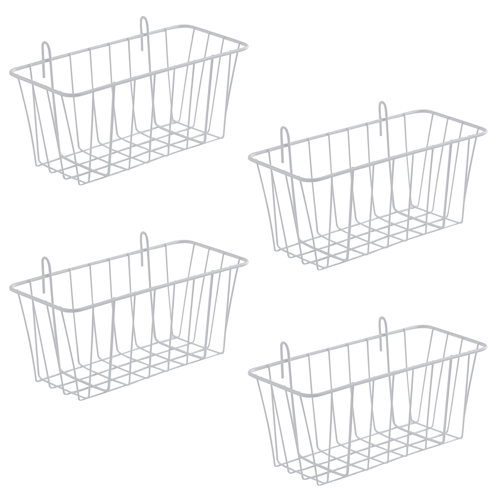 Large Grid Wall Baskets - 4PC White Gridwall Accessories Set Hanging ...