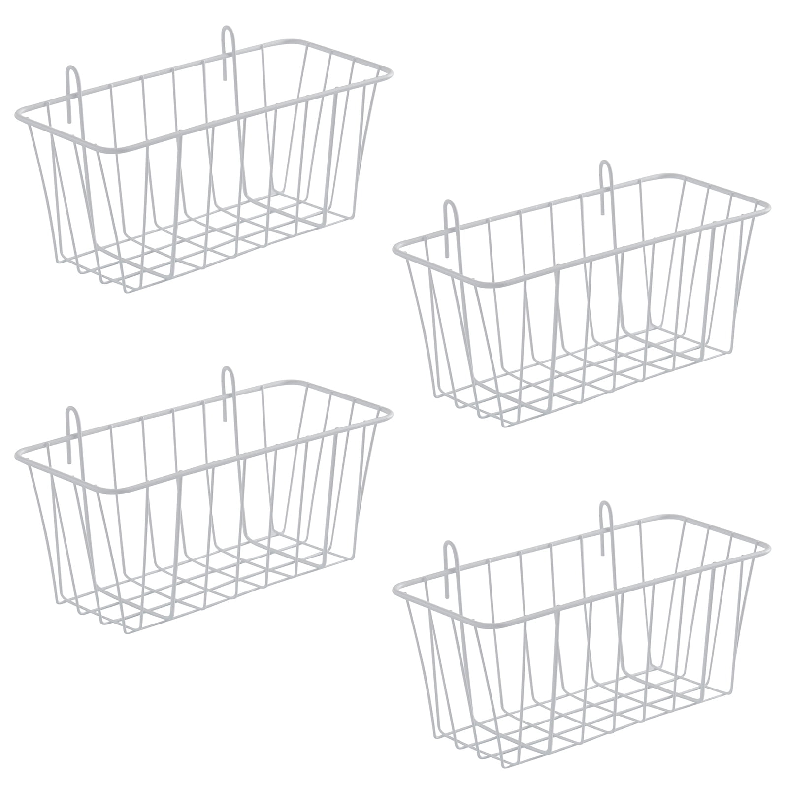 Large Grid Wall Baskets - 4PC White Gridwall Accessories Set Hanging ...