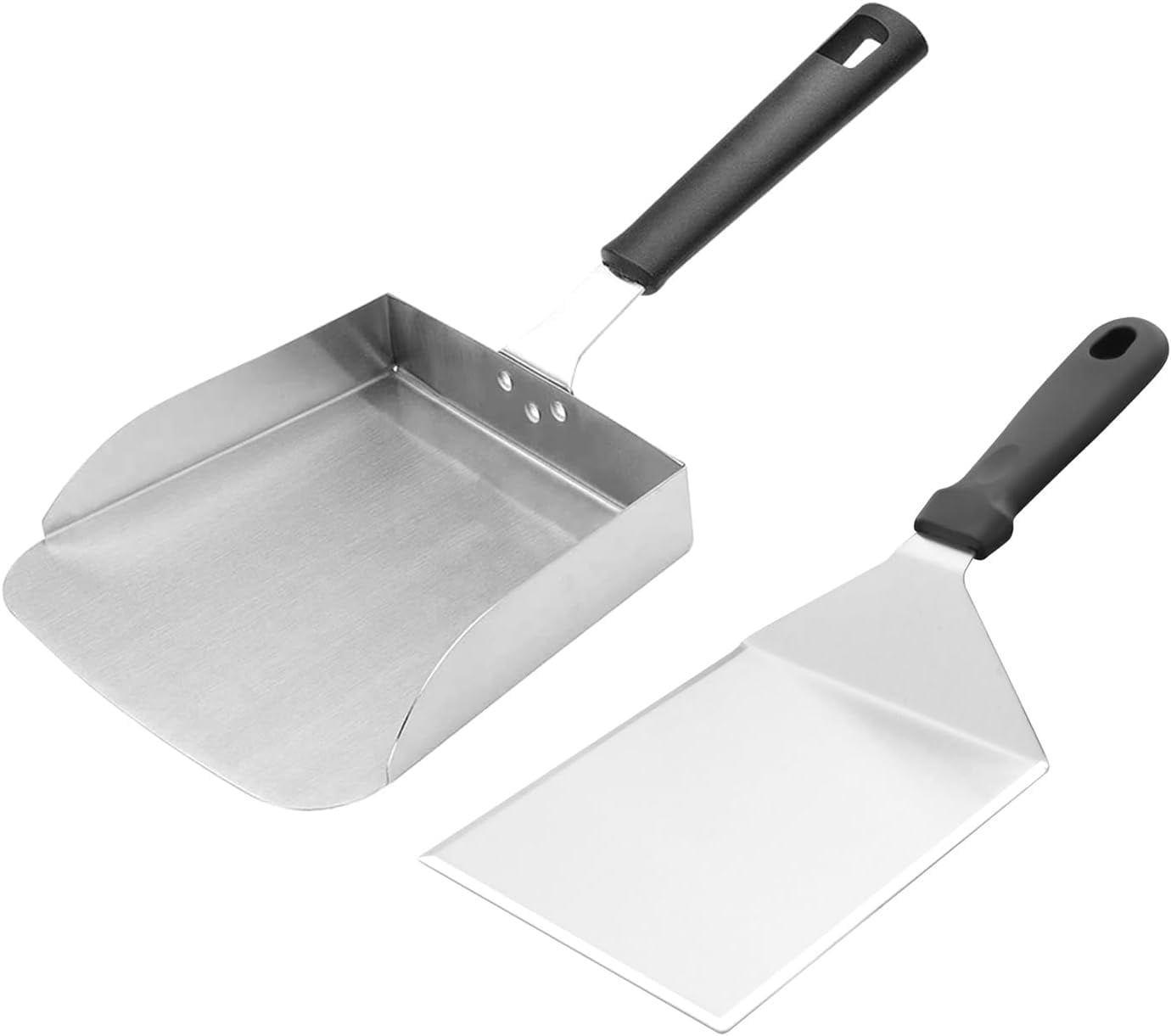 Large Griddle Scoop and Wide Smash Burger Spatula. Stainless Steel ...