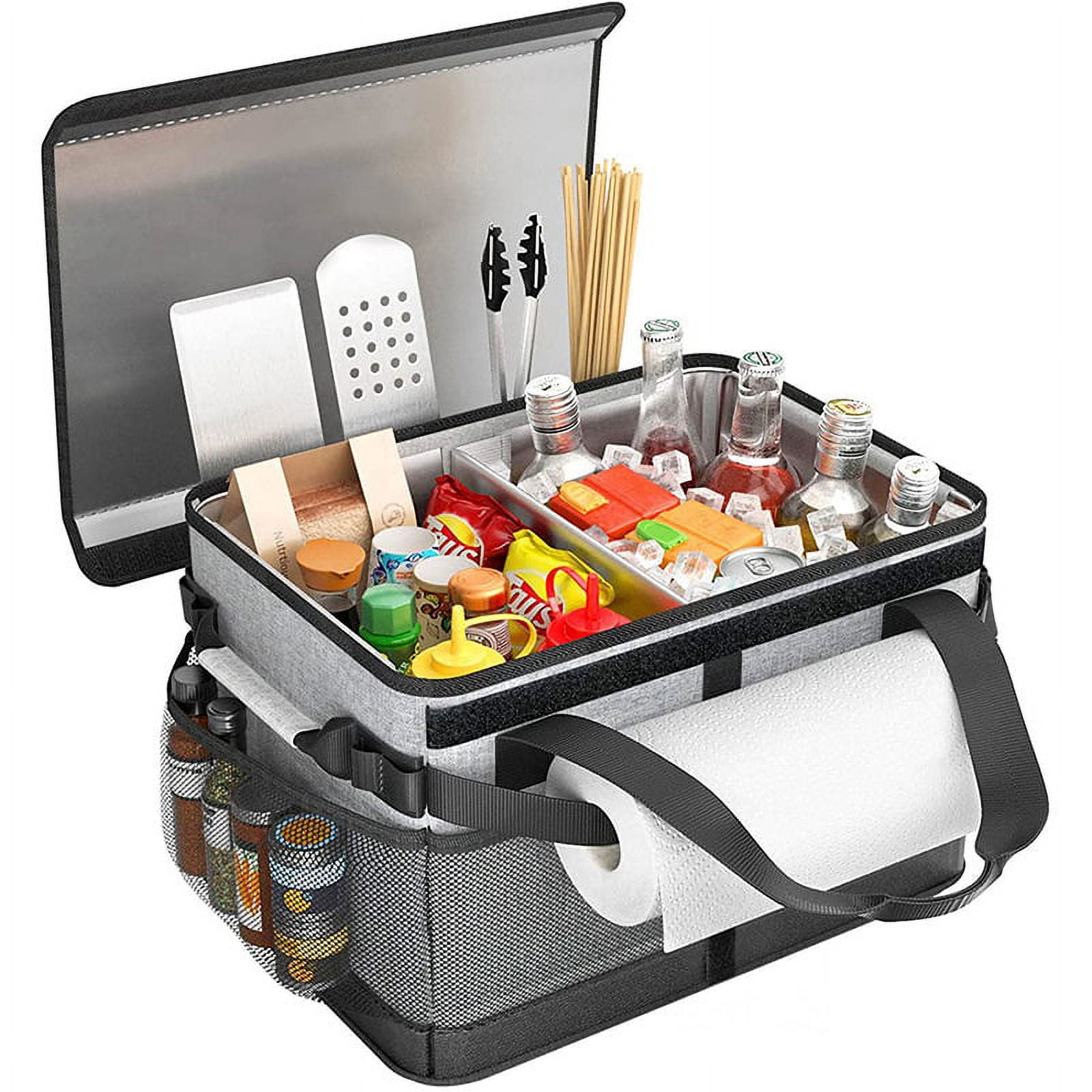 Large Grill Caddy with Lid and Paper Towel Holder, BBQ Caddy for ...
