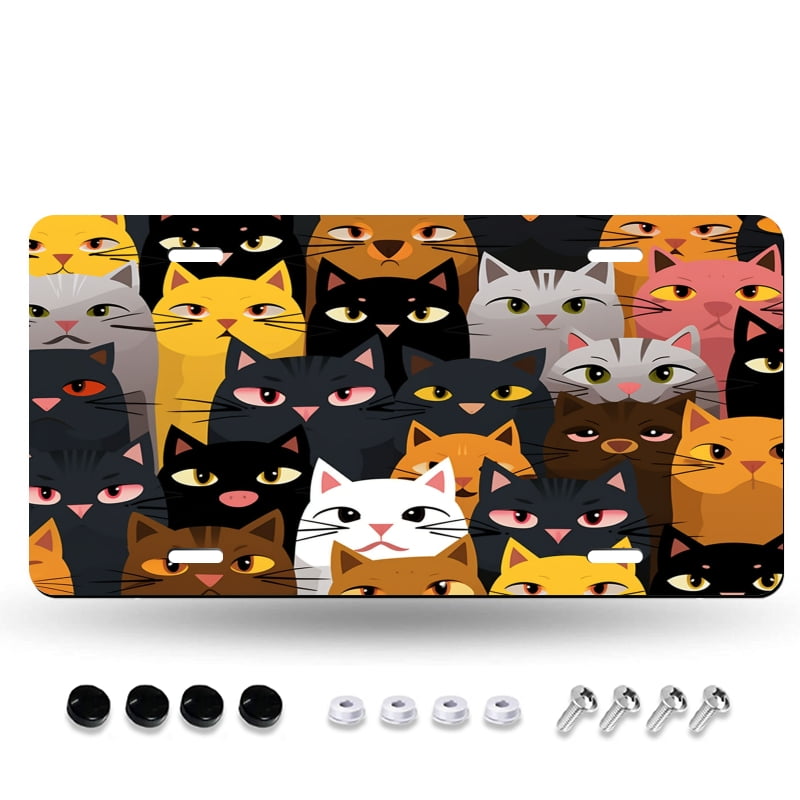 Large Group of Cartoon Cats with Different Colors and Sizes Front ...