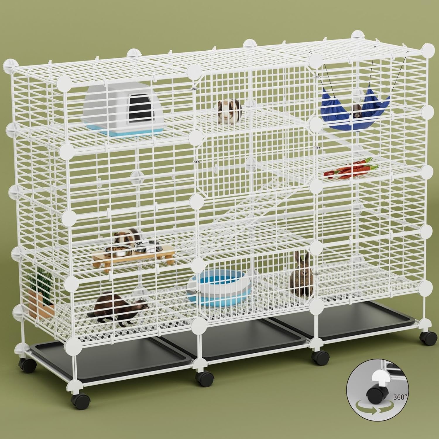 Large Guinea Pig Cages Indoor: 4-Tier C&C Rabbit Cage Small Animal Cage ...