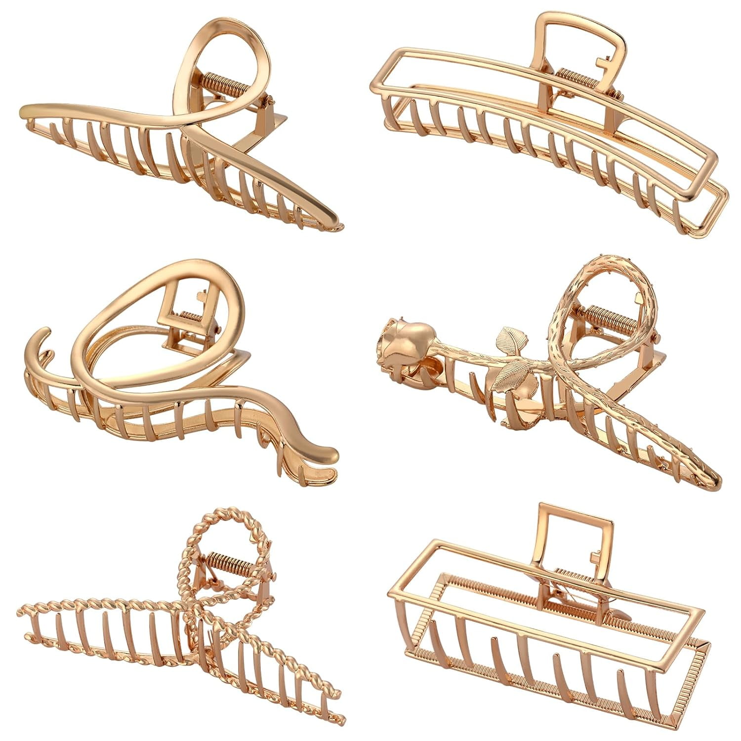 Large Hair Claw Clips, 6 Pack 4.3" Gold Hair Clips for Women & Girls ...