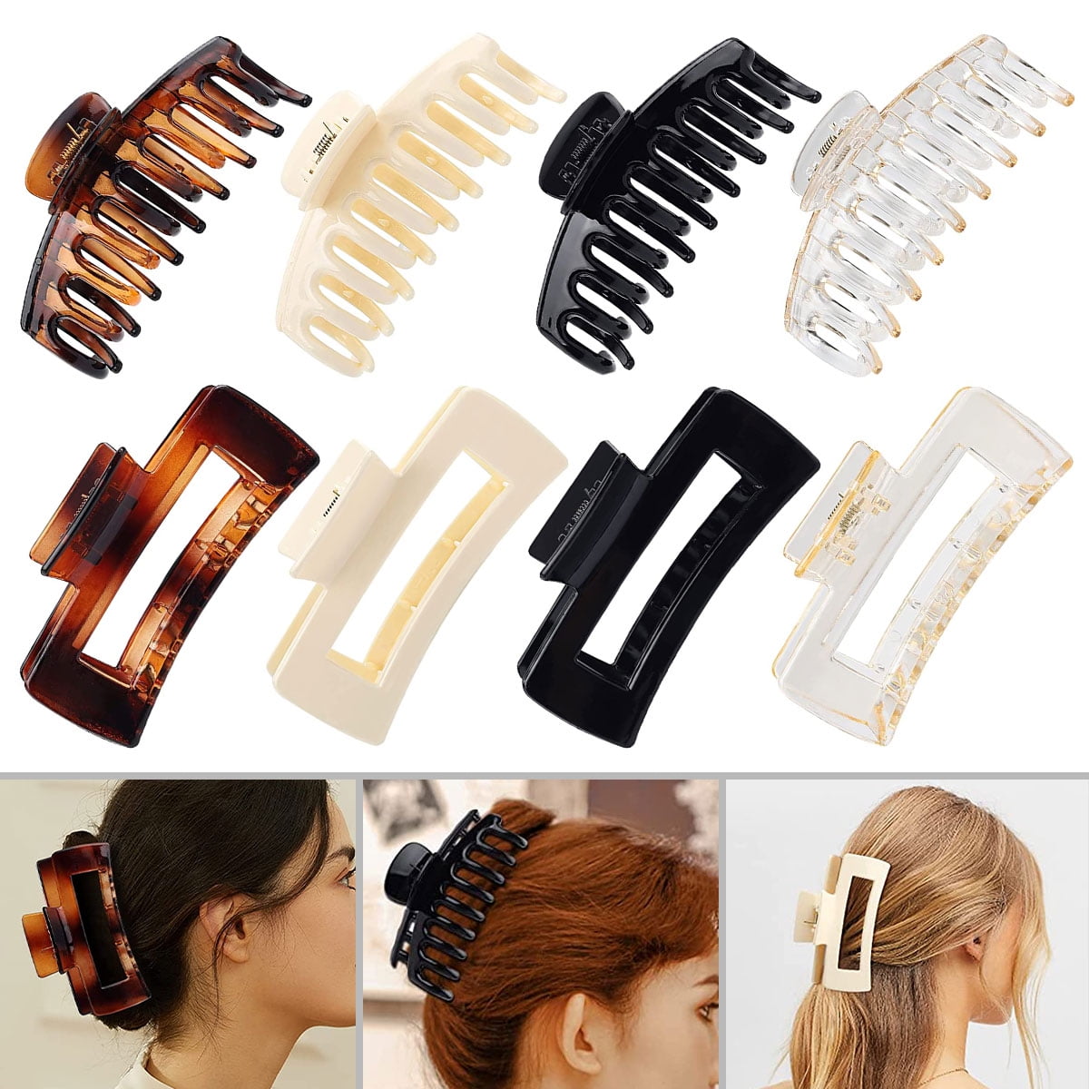 Walmart 8 Pack Large Hair Claw Clips, 4.3" Metal Clips for All Hair ...