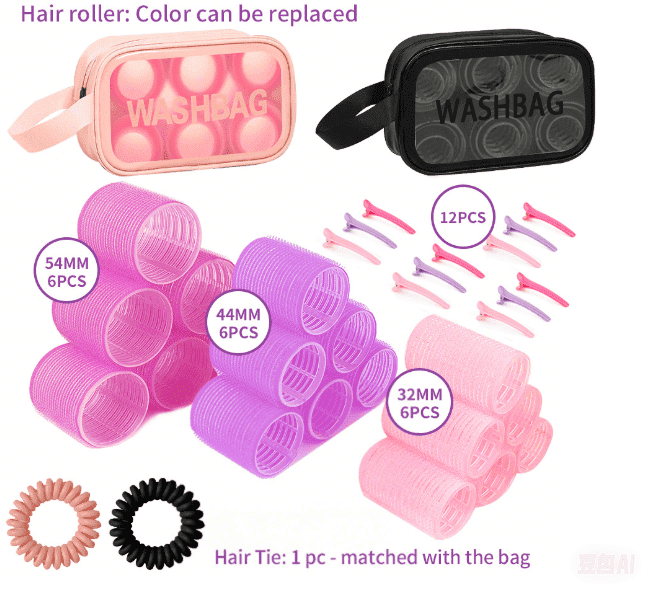 Large Hair Rollers Set | Self-Grip Rollers for Creating Volume and ...