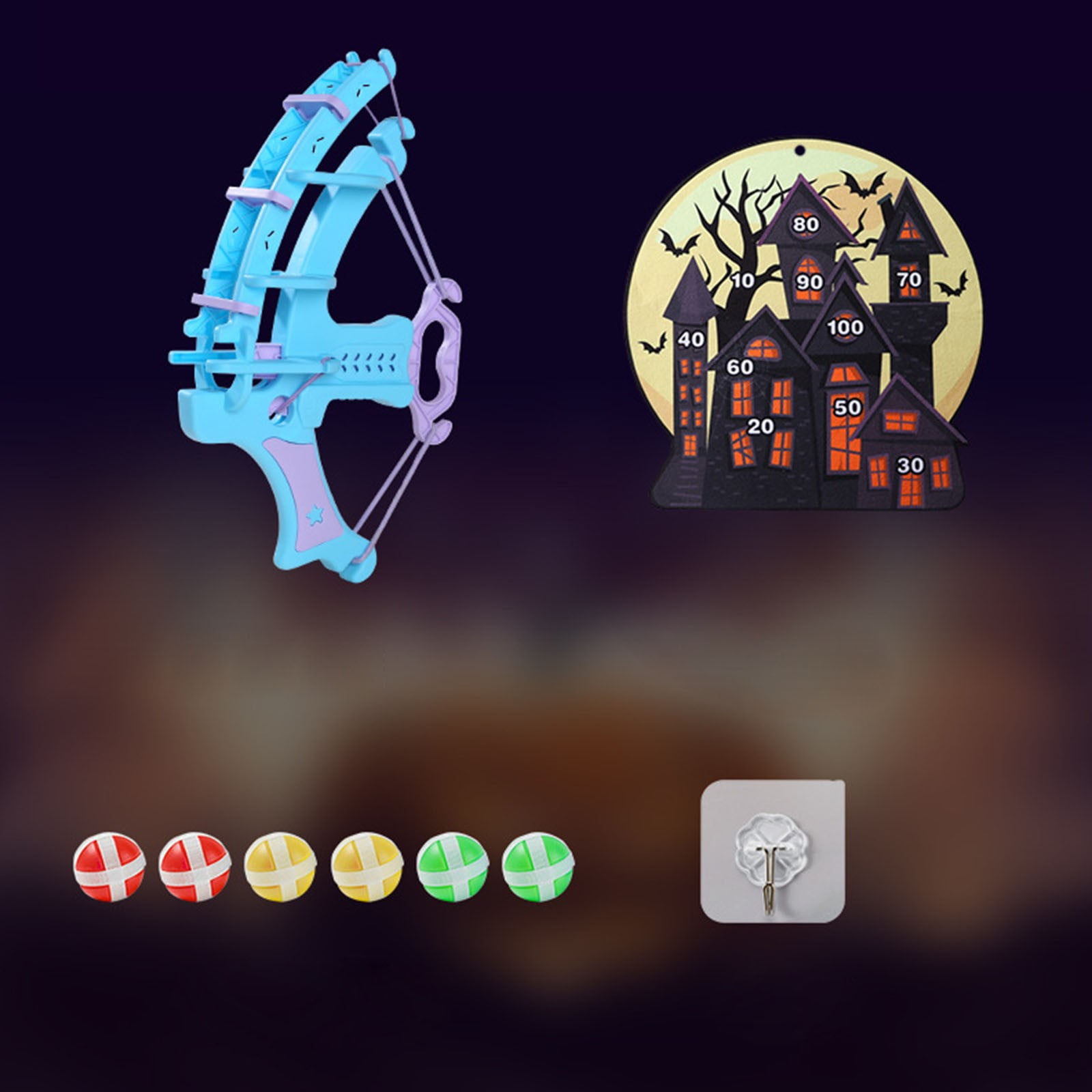 Large Halloween Dart Board For Kids With 6 Balls And Slingshot Option A ...