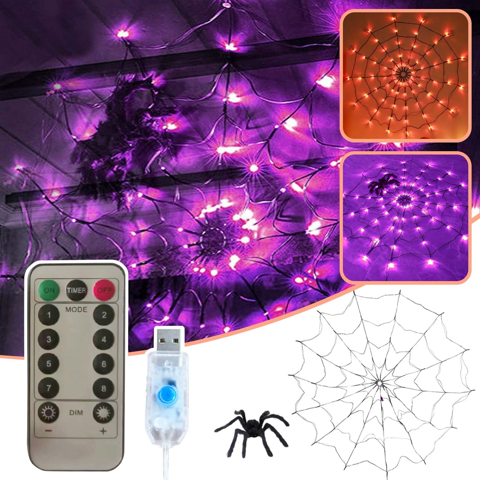 Large Halloween Spider Web Decoration with Giant Black Spider, Outdoor ...