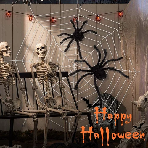 Large Halloween Spider Web With Giant Spider - Scary Cobweb Decor For ...