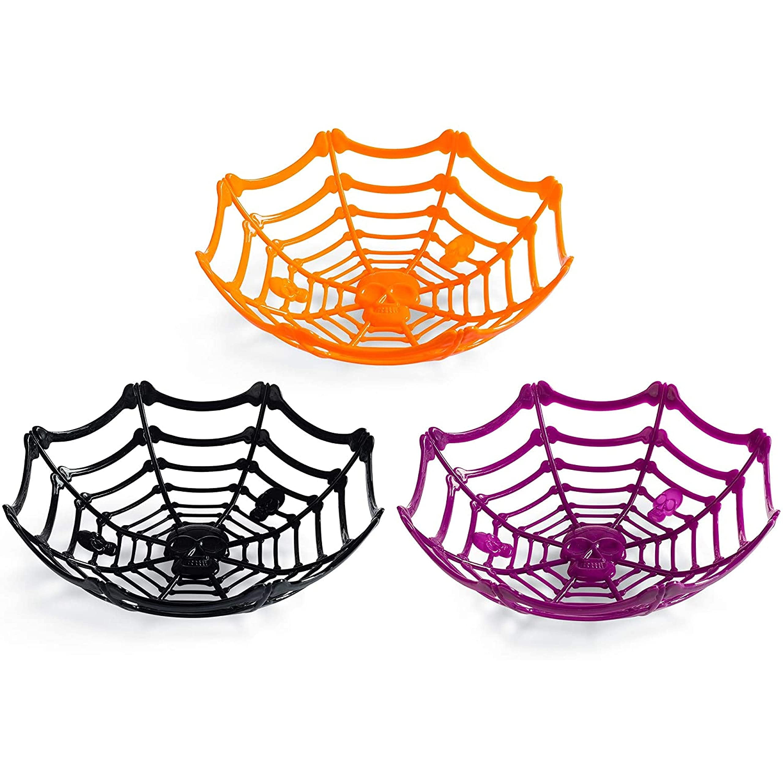 Neliblu Large Halloween Spider Web and Skulls Basket Bowls, Set of 3 ...