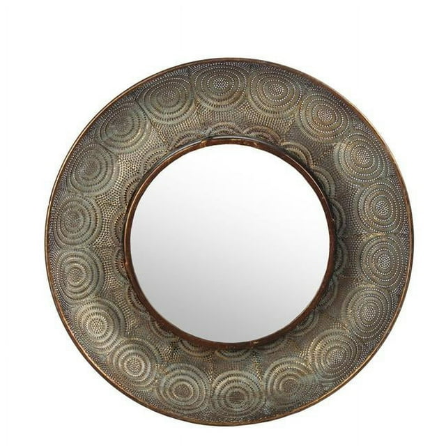 Large Hammered Copper Metal Round Wall Mirror - Walmart.com