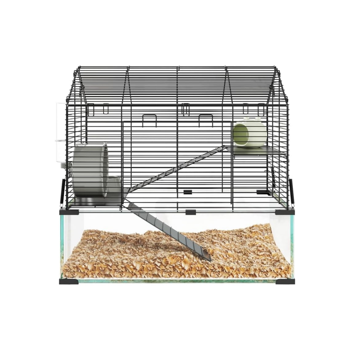 Large Hamster Cage, 3-Tier Gerbil Cages with Running Wheel, Water ...