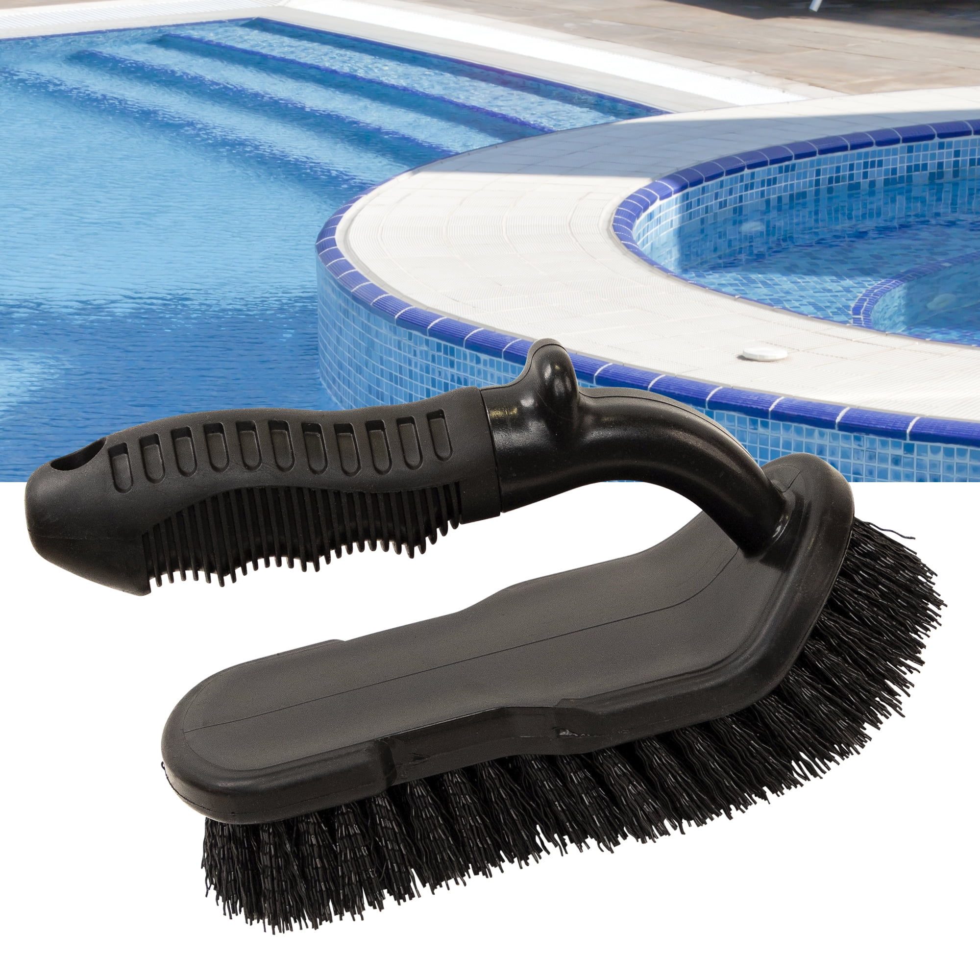 Large Hand-Held Swimming Pool Scrub Brush with Bumper - 8" - Walmart.com