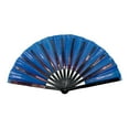 Large Hand Rave Fan Holographic Folding Popping Line Dance Fan Foldable ...