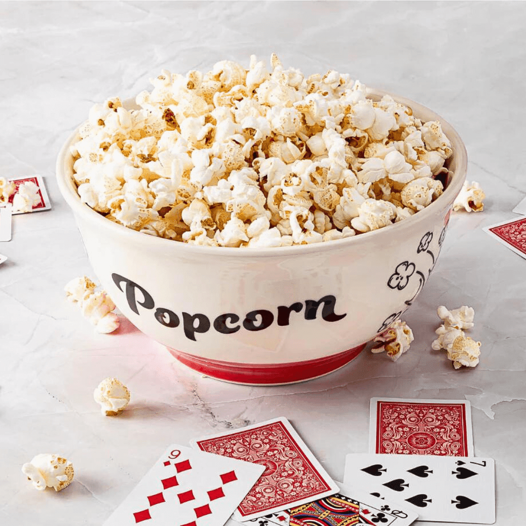 Large Handmade Ceramic Popcorn Bowl - Red, White & Black Retro Popcorn ...