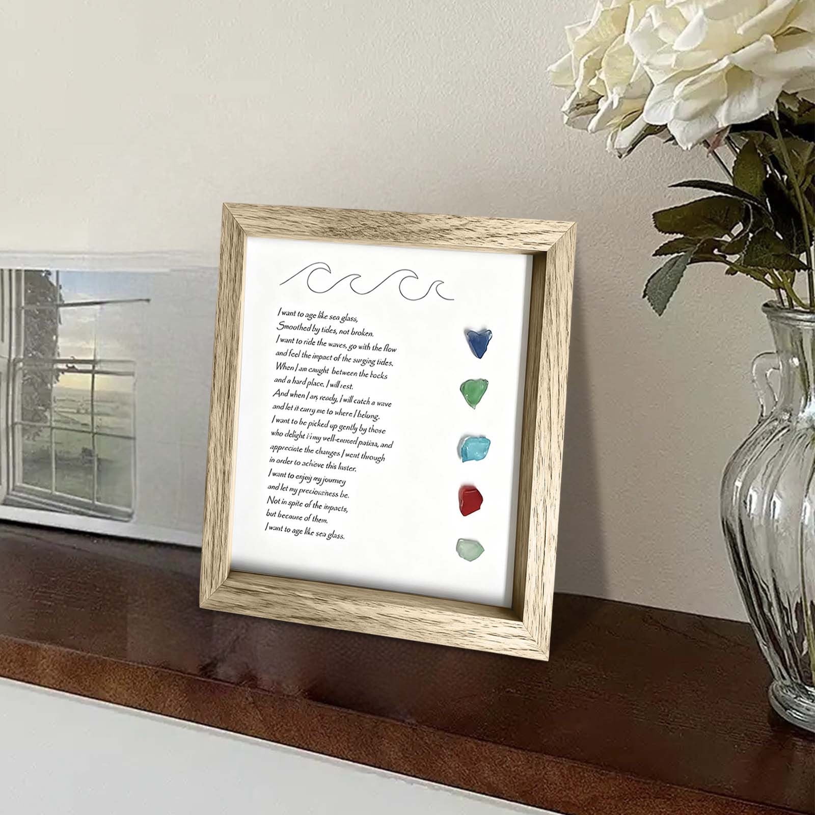 Large Handmade Sea Glass Poem Colorful Stone Photo Art for Desktop ...